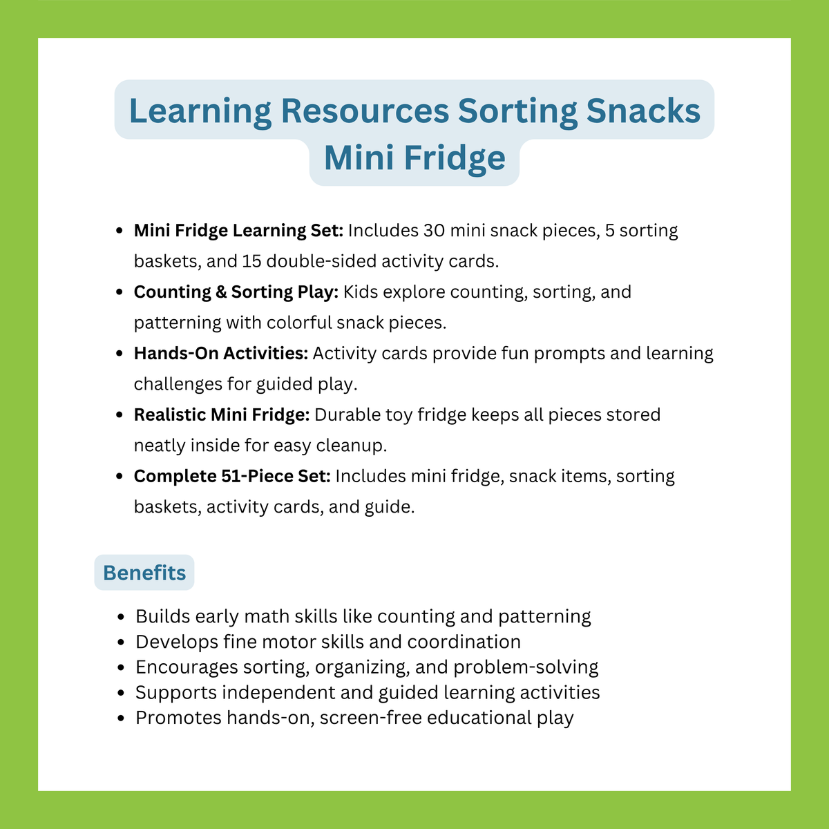 Learning Resources Sorting Snacks Mini Fridge, educational, learning ...