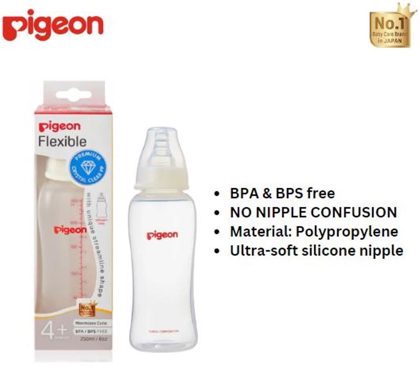 Pigeon Official- Crystal Clear Streamline Feeding Bottle medium flow ...